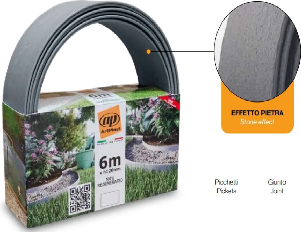 ARTPLAST Trávníkový obrubník BORDURE, 6m - dekor beton