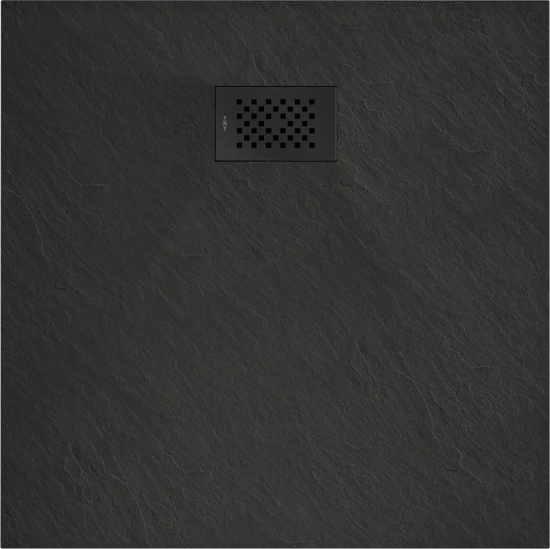 Mexen Hugo, čtvercová sprchová vanička SMC 80 x 80 cm, černá, černá krytka, 42708080-B