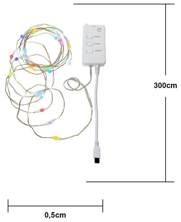 Světelný řetěz počet žárovek 30 ks na USB délka 300 cm Smart Strip – Star Trading