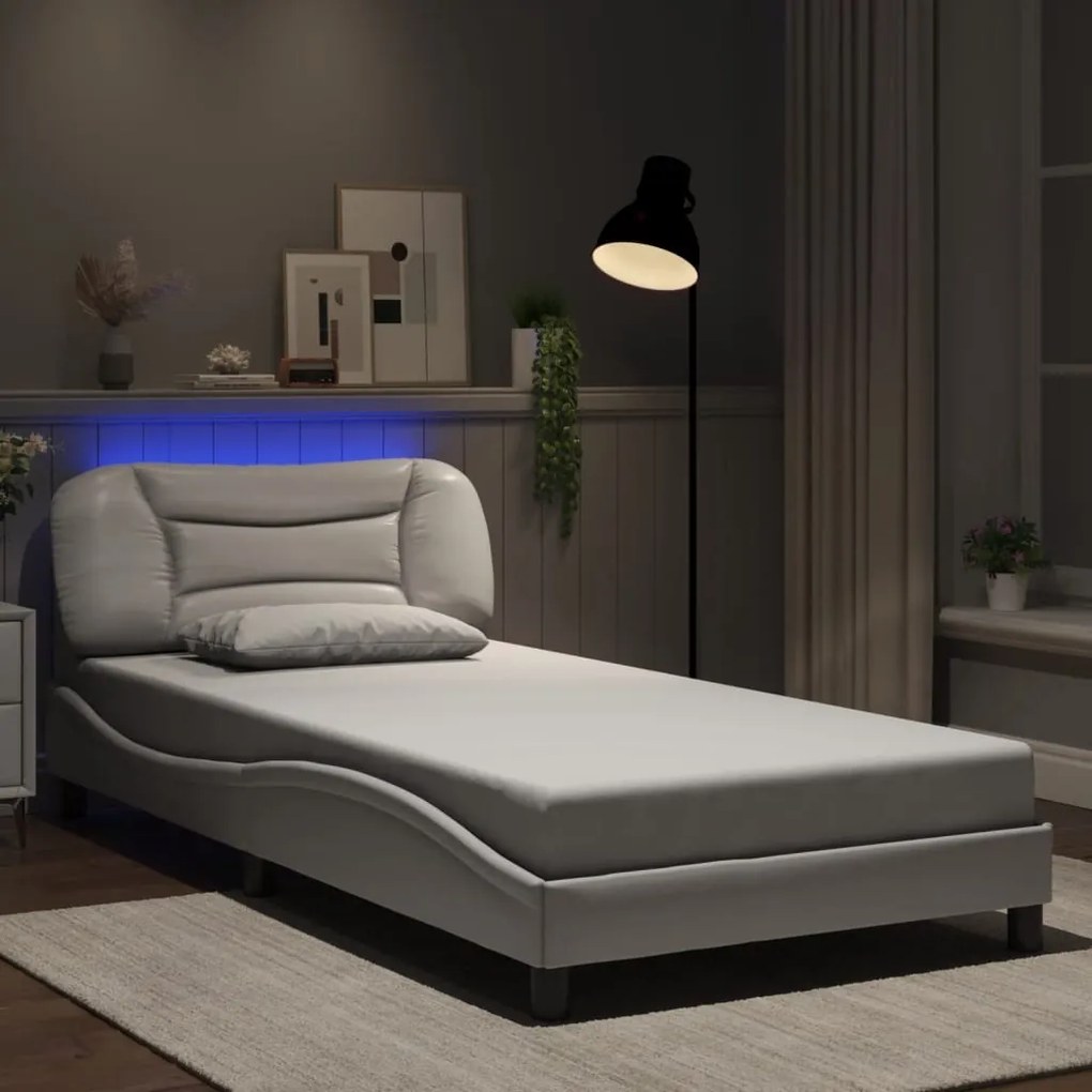 Rám postele s LED bez matrace Hvar bílý 100 x 200 cm 3213914