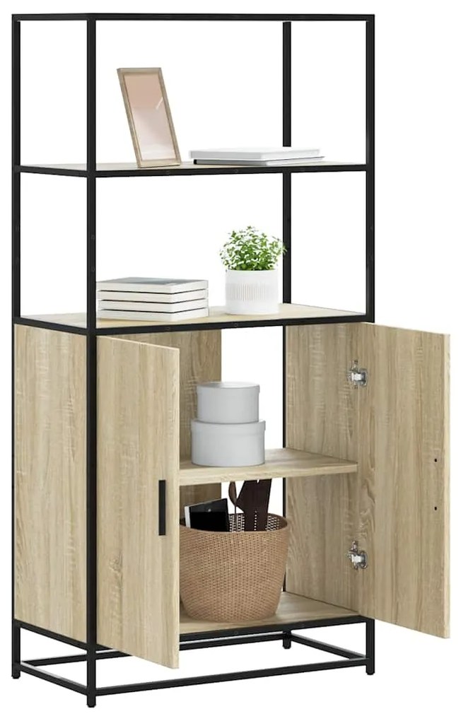 Skříň highboard dub sonoma 68x35x139 cm kompozitní dřevo a kov