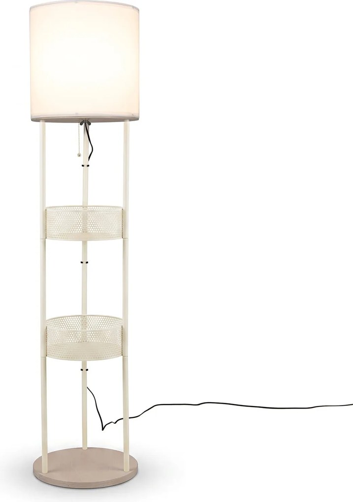 Costway Stojací lampa 158 cm s policí odkládacího koše a vytahovacím vypínačem