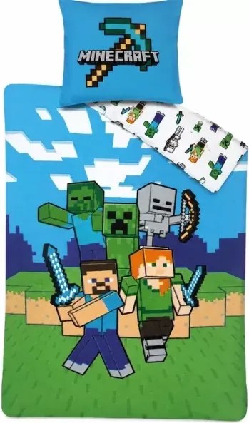 Carbotex povlečení bavlna Minecraft Pixelový Svět 140x200, 70x90 cm