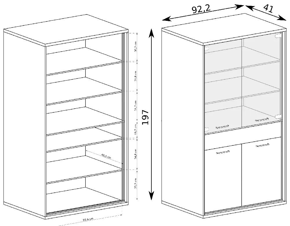 Obývací stěna Mediolan - sestava F - natural hikora