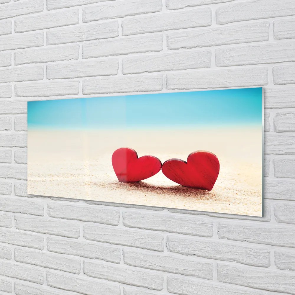 akrylový obraz Srdce červené písečné moře 120x60 cm