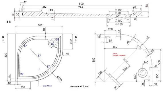 EBS Aria Vanička čtvrtkruhová 80x80 litá S_ARIA80R55