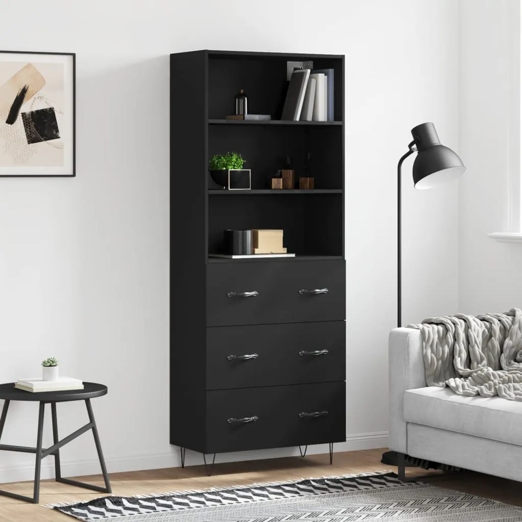 Skříň highboard černá 69,5 x 34 x 180 cm kompozitní dřevo