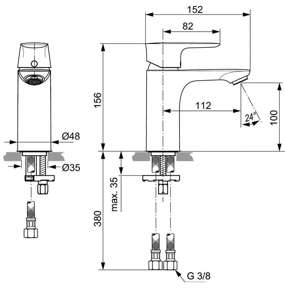 Ideal Standard Connect Air- umyvadlová baterie stojánková, bez odt. garnitury (5l / min) A7024AA