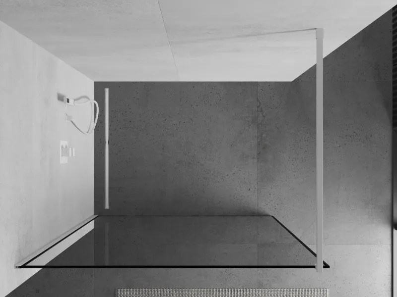 Mexen Kioto, Walk-In sprchová zástěna 70 x 200 cm, 8mm sklo čiré/černý vzor, bílý profil, 800-070-101-20-70