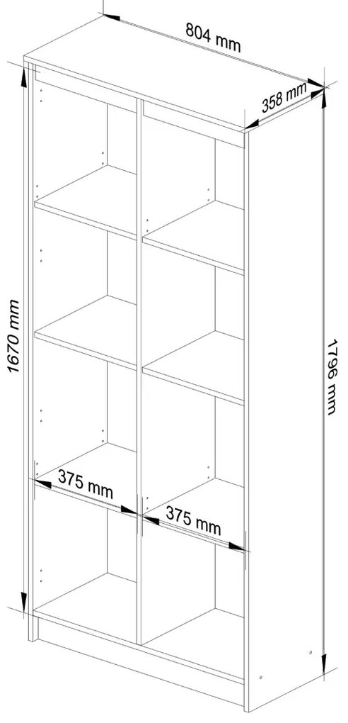 Knihovna Rexa 80 cm bílá