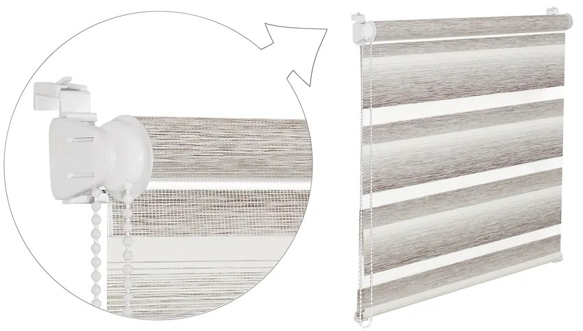 ZEBRA-SHOP Roleta DEN A NOC / MINI / RAINBOW / BÍLO-ŠEDÁ / BH 3105 Barva mechanizmu: šedá, Výška: 150, Šířka: 93
