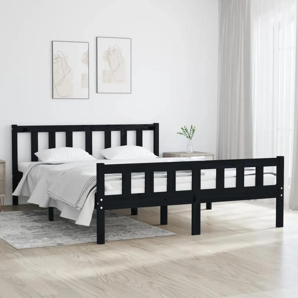 810653 vidaXL Rám postele černý masivní dřevo 120 x 190 cm malé dvojlůžko