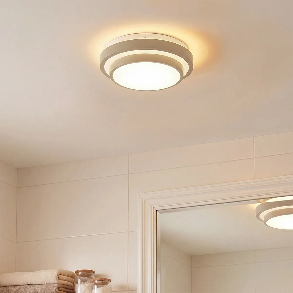 Moderní stropní svítidlo taupe s bílou barvou 25 cm IP44 - Walden