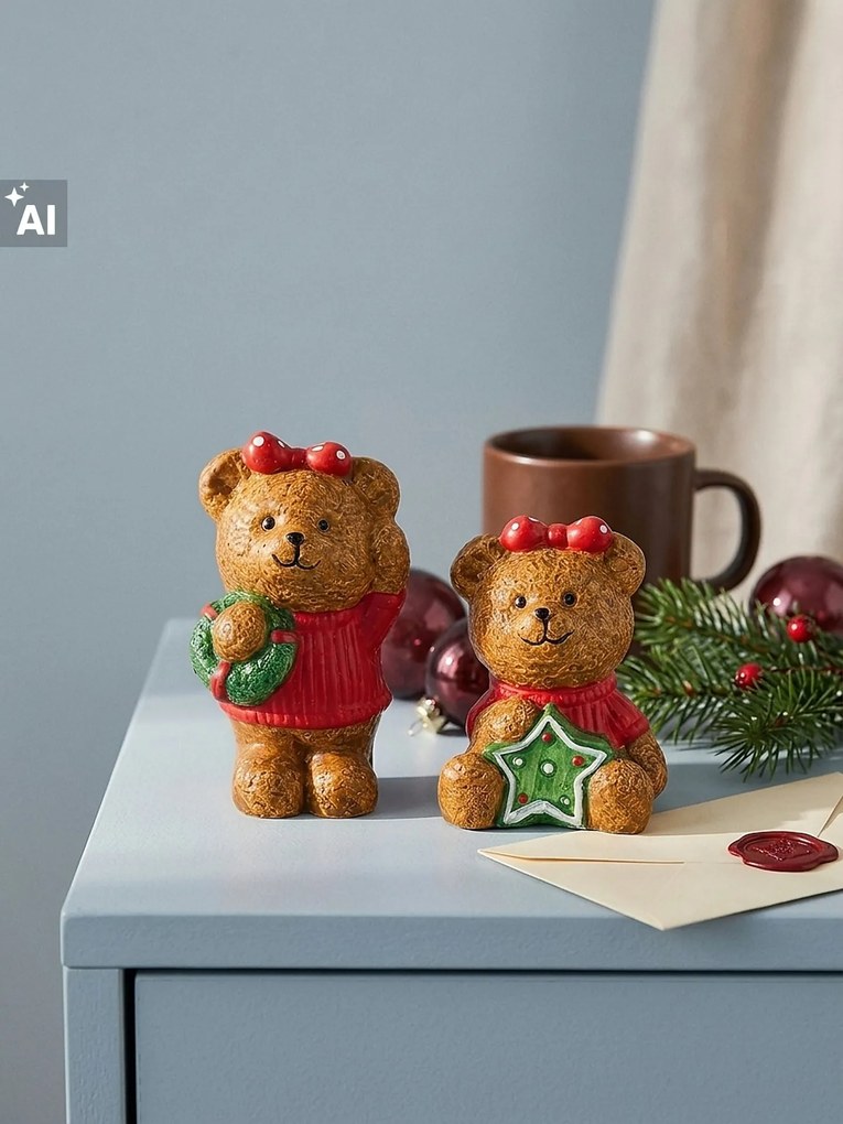 Sinsay - Stojící vánoční dekorace ve tvaru medvídků 2 pack - vícebarevná