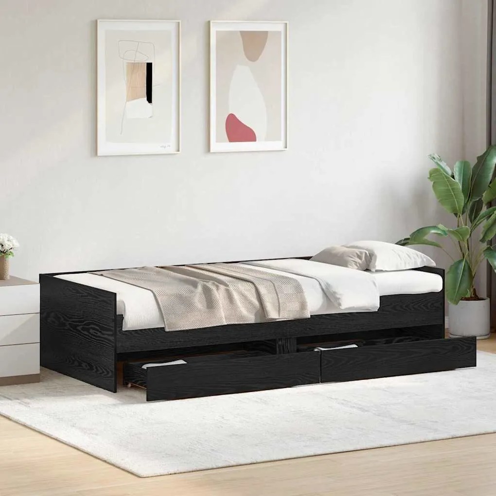 Rám postele Černý dub 100 x 200 cm Masivní borové dřevo 3403203