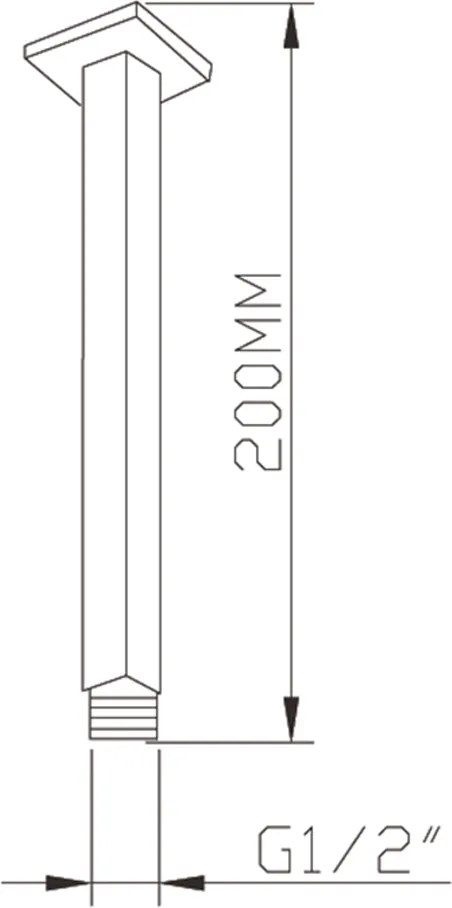 Sapho sprchové stropní ramínko hranaté 200 mm černá mat 1205-07B