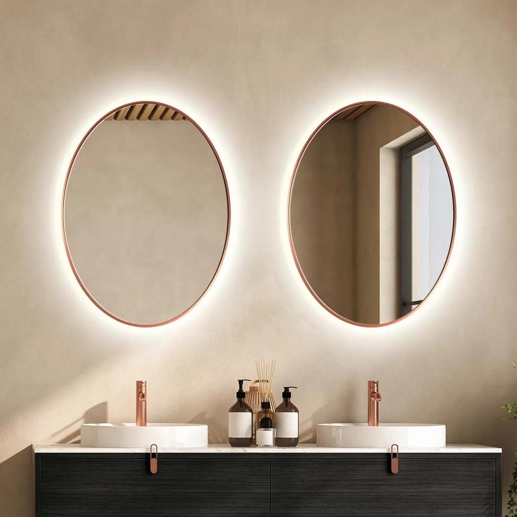 Zrcadlo Scandi Slim Owal Copper LED Rozměr: 50 x 75 cm