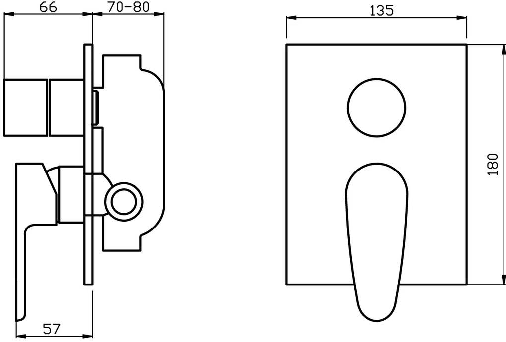Novaservis Titania Smart Vanová a sprchová podomítková baterie s přepínačem, chrom, 98050R,0