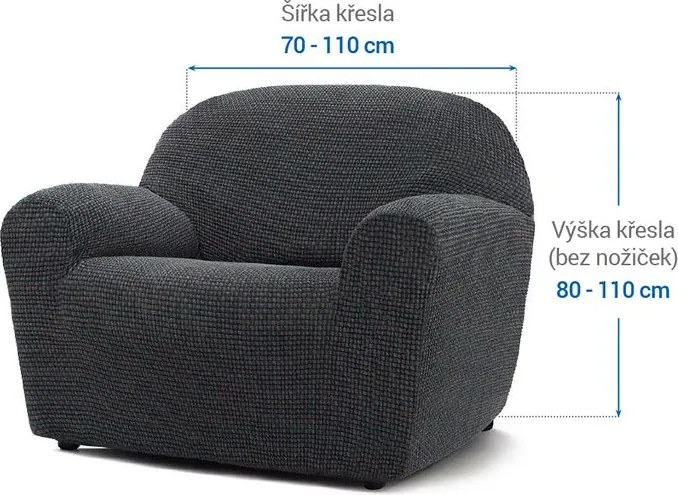 Super strečové potahy NIAGARA antracitová křeslo (š. 70 - 110 cm)