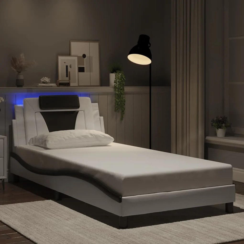 Rám postele Viana s LED bez matrace bílý a černý 100x200 cm 3214007