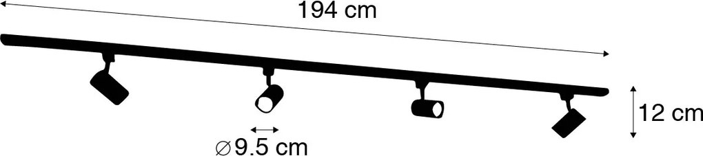 Inteligentní 1-fázový kolejnicový systém se 4 WiFi bodovými světly GU10 černý - Jeana