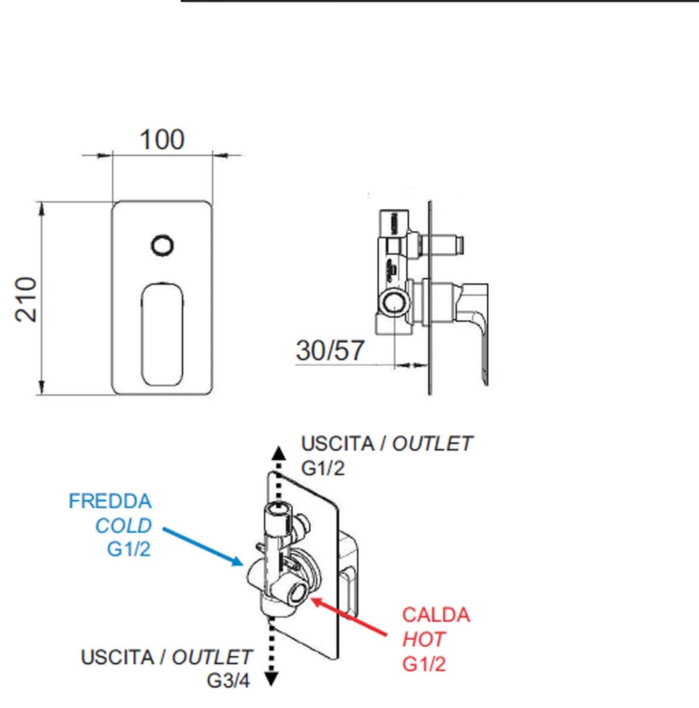 Sapho, SPY podomítková sprchová baterie, 2 výstupy, zlato, PY42/17