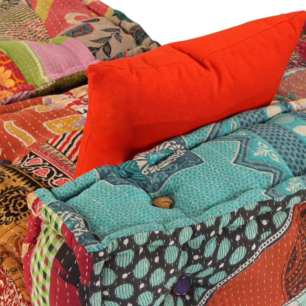vidaXL Marketos 3místný modulární pouf patchwork textil