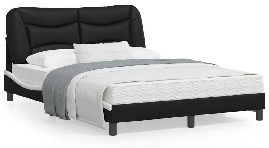 Rám postele s LED osvětlením černý a bílý 140x200 cm umělá kůže,  3213939