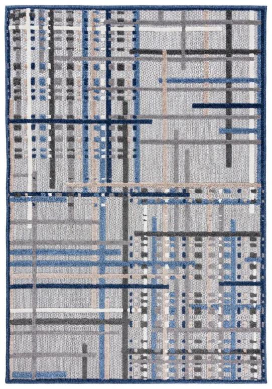 Moderní kusový koberec AVENTURA EC86A šedý modrý Rozměr: 80x200 cm