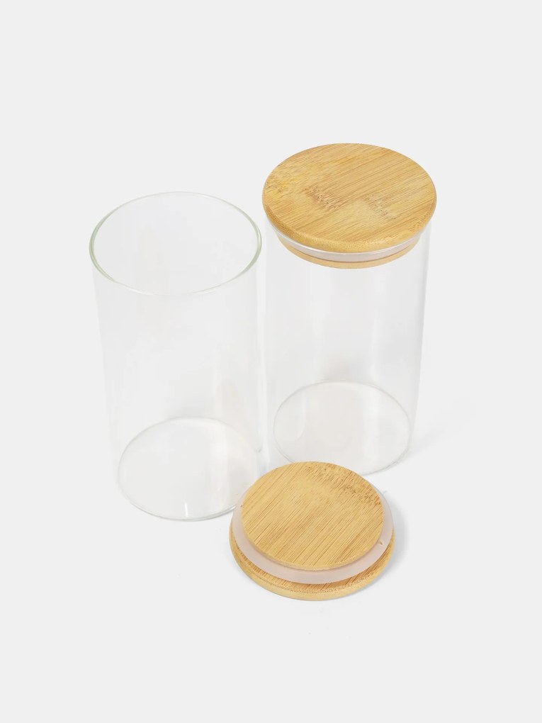 Sinsay - Skleněné nádoby na potraviny s bambusovými víčky 2 pack - clear