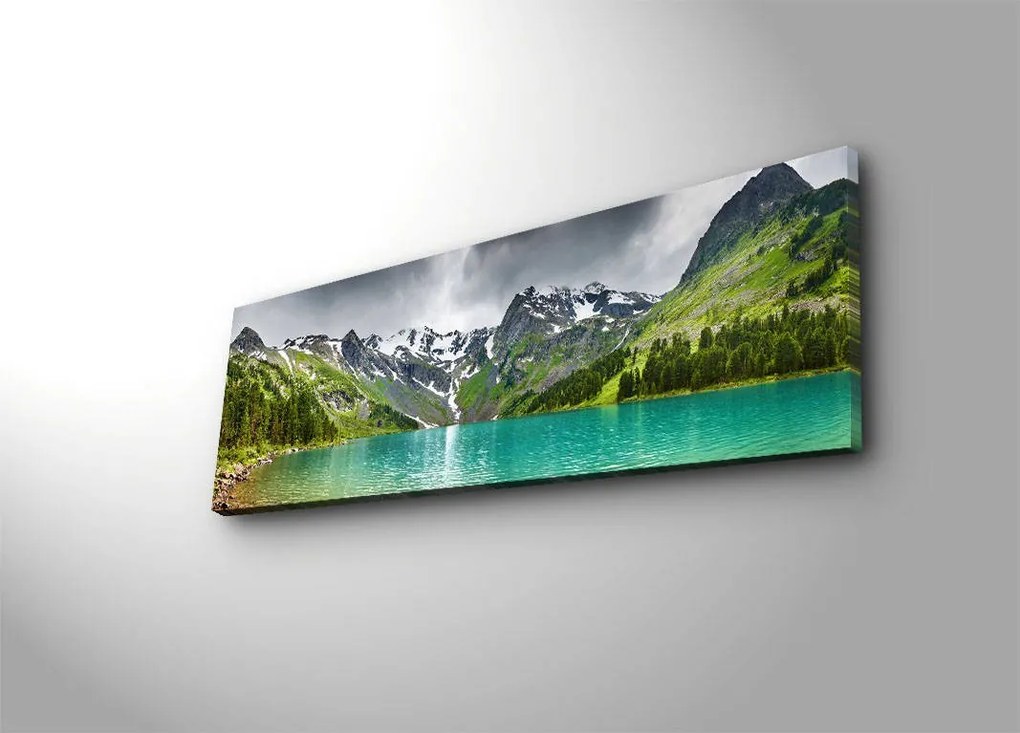 Obraz s LED osvětlením JEZERO V HORÁCH 5 30 x 90 cm