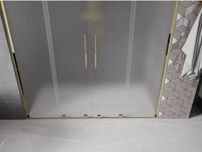Mexen Velar L Duo, posuvné sprchové dveře do otvoru 170 cm, 8mm sklo námraza, zlatá lesklá, 871-170-003-32-50