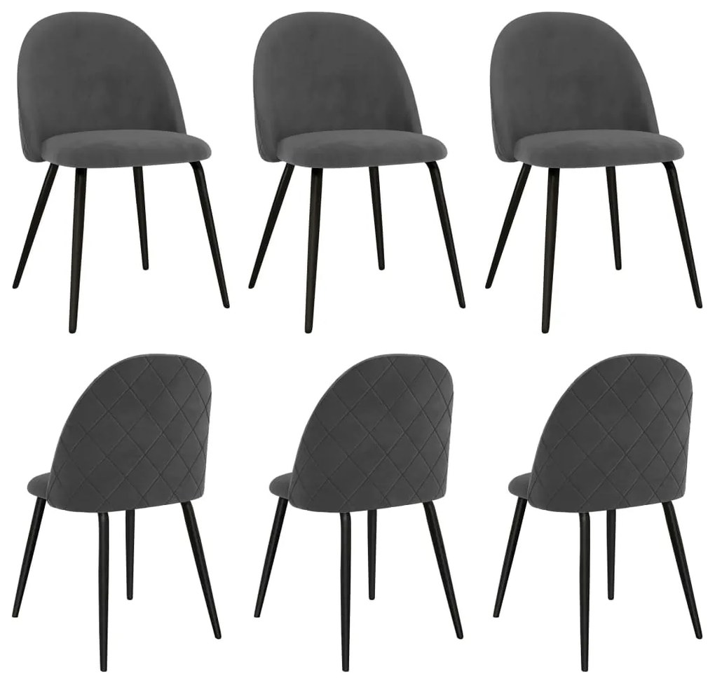 3059522 vidaXL Jídelní židle 6 ks šedé textil