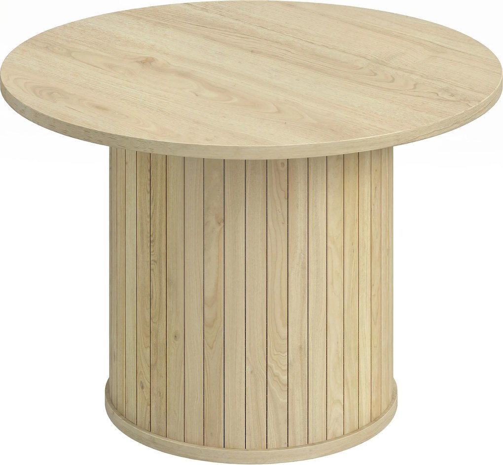 HOMCOM kulatý konferenční stolek s podstavcem ve tvaru sloupu a lamelami pro obývací a ložnicový pokoj Ø60x40 cm, přírodní