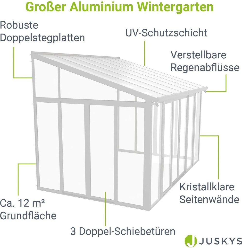 Juskys Zimní zahrada s akrylátovým zasklením Barva: tmavě šedá, Velikost: 425 × 300 cm