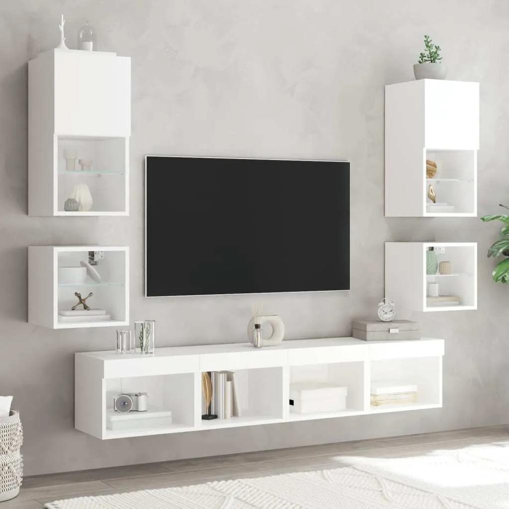 vidaXL Nástěnné TV skříňky s LED osvětlením 2 ks 30x28,5x30 cm [836974] Barva: Bílá