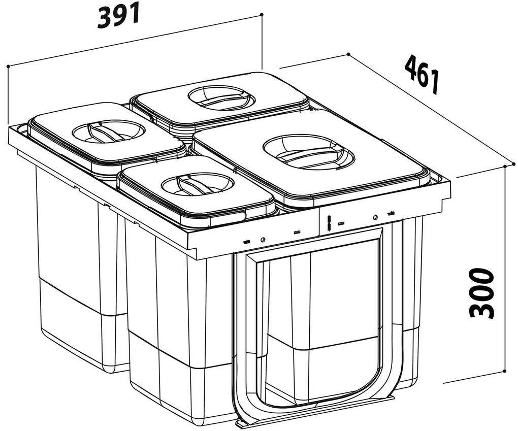 Odpadkový kos Sinks JAZZ 450 1x15 l + 3x7 l