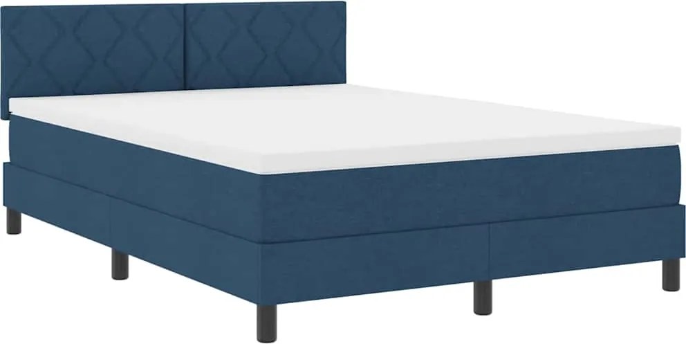 Postel s boxspringem s čelo Modrá 140 x 200 cm textil 3338775