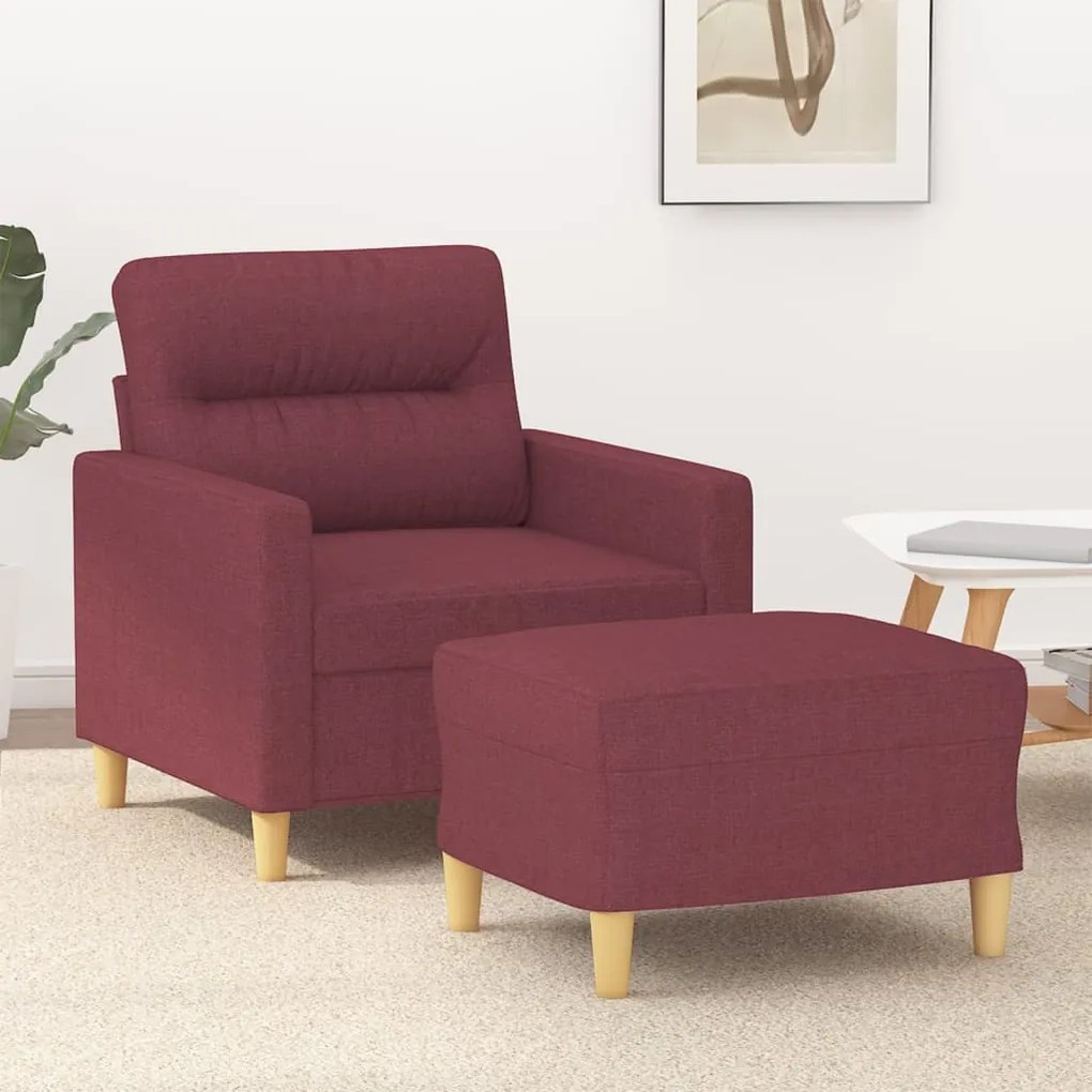 Křeslo s podnožkou vínové 60 cm textil 3201071
