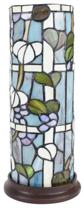 Válcovitá stolní lampa Tiffany s květy Juriaan – 15x36 cm