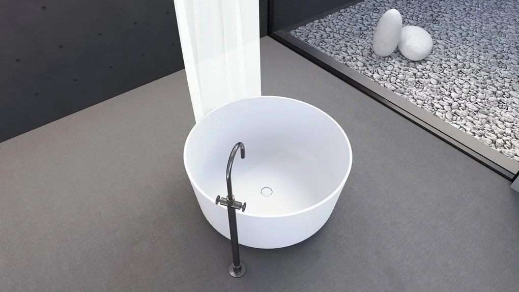 Polysan Polysan, ESTATIS volně stojící vana litý mramor ø110x51cm, bílá matná, 93868