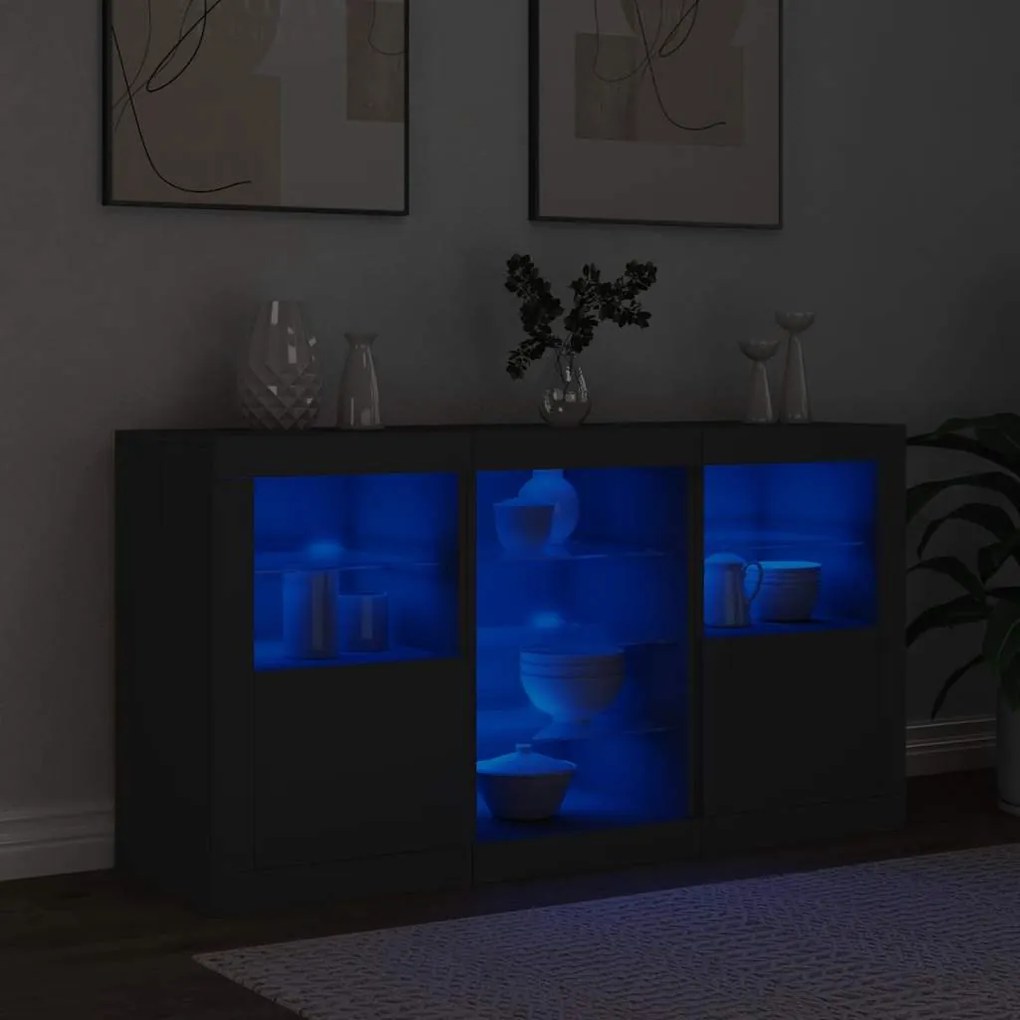 Příborník s LED osvětlením černý 123 x 37 x 67 cm 3209080