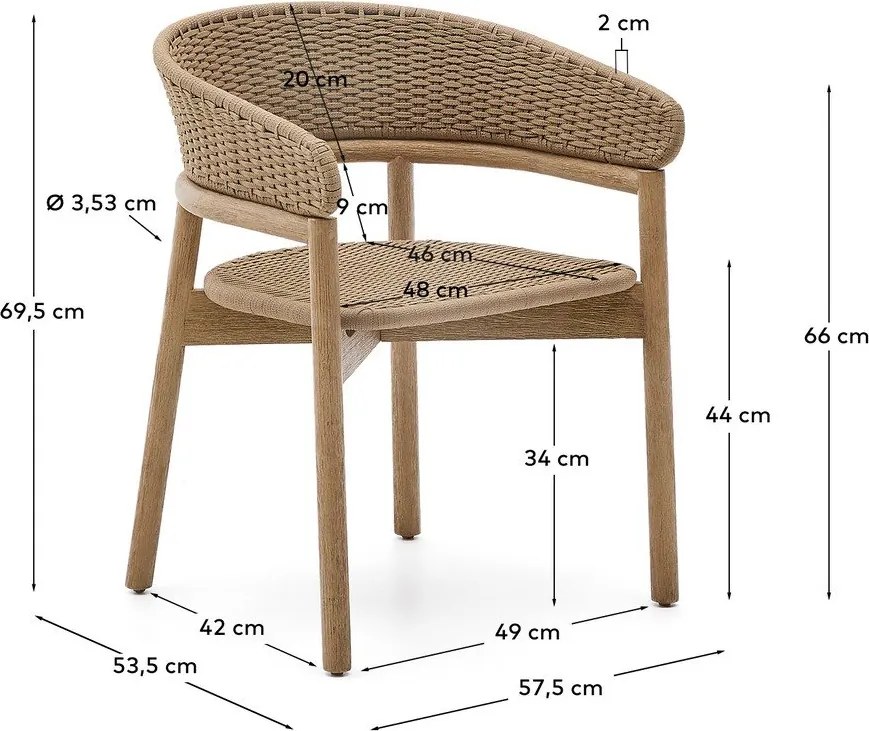 Dřevěná zahradní židle v přírodní barvě Arinella – Kave Home