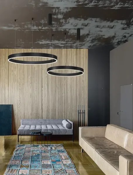 LED lustr Motif 60 černé stmívatelné