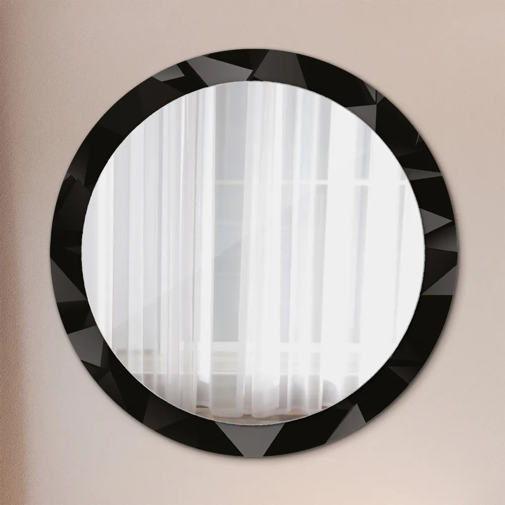 Kulaté zrcadlo tištěný rám Abstraktní černá fi 90 cm