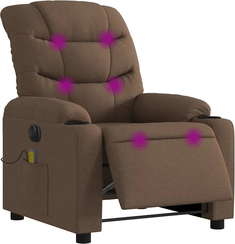 Elektrické masážní polohovací křeslo hnědé textil 3206640