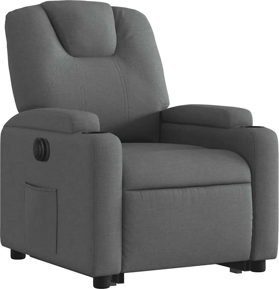 Elektrické zvedací polohovací křeslo tmavě šedé textil 3204393