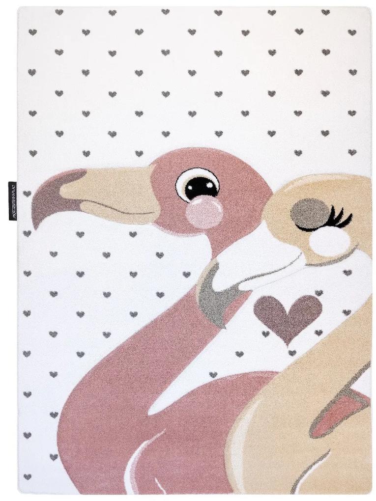 Dywany Łuszczów Dětský kusový koberec Petit Flamingos hearts cream - 160x220 cm