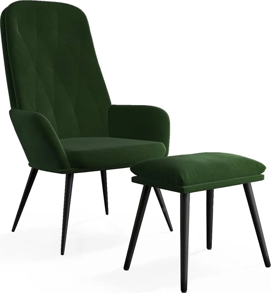 Relaxační křeslo s podnožkou tmavě zelené samet 3097621
