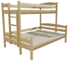 Vomaks Patrová postel s rozšířeným spodním lůžkem PPS 001 100/120 x 200 cm surové dřevo vlevo (vyobrazeno)